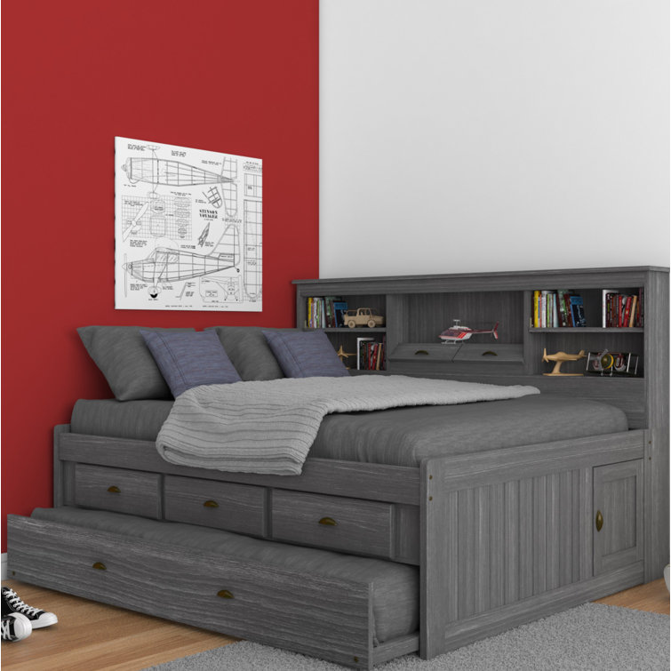 Viv + Rae Beckford Full Solid Wood Bed with Bookcase, Trundle and Shelves & Reviews | Wayfair